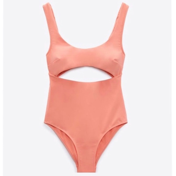 Zara | Swim | Nwt Zara Cut Out One Piece Peach Color Swimsuit M | Poshmark